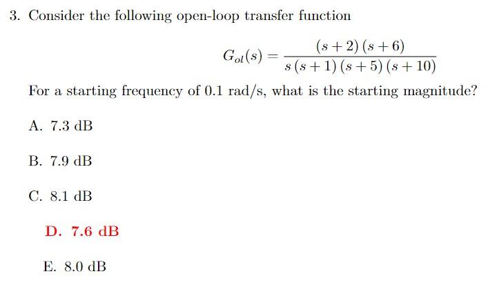 3. Consider the following open-loop transfer function | Chegg.com