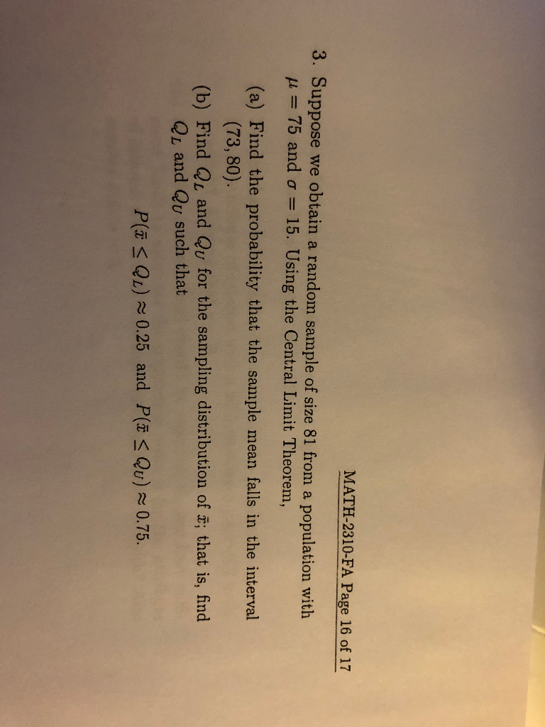Solved MATH-2310-FA Page 16 of 17 3. Suppose we obtain a | Chegg.com