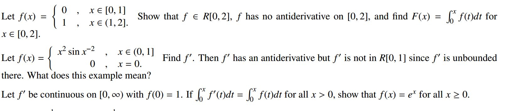 Solved Let f(x)={01,,x∈[0,1]x∈(1,2] Show that f∈R[0,2],f has | Chegg.com