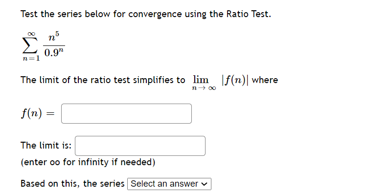 Solved Test the series below for convergence using the Ratio | Chegg.com