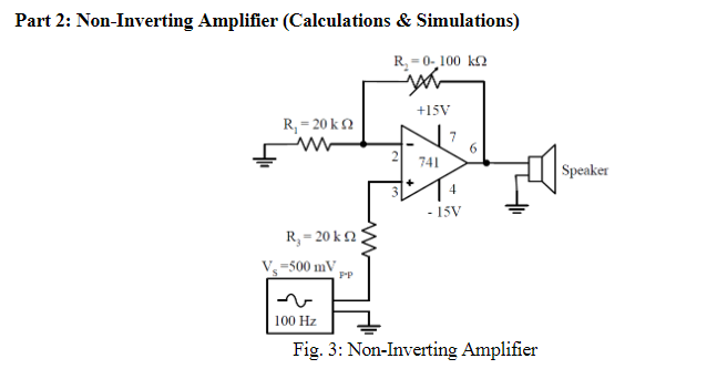 Solved Part 2: Non-Inverting Amplifier (Calculations & | Chegg.com