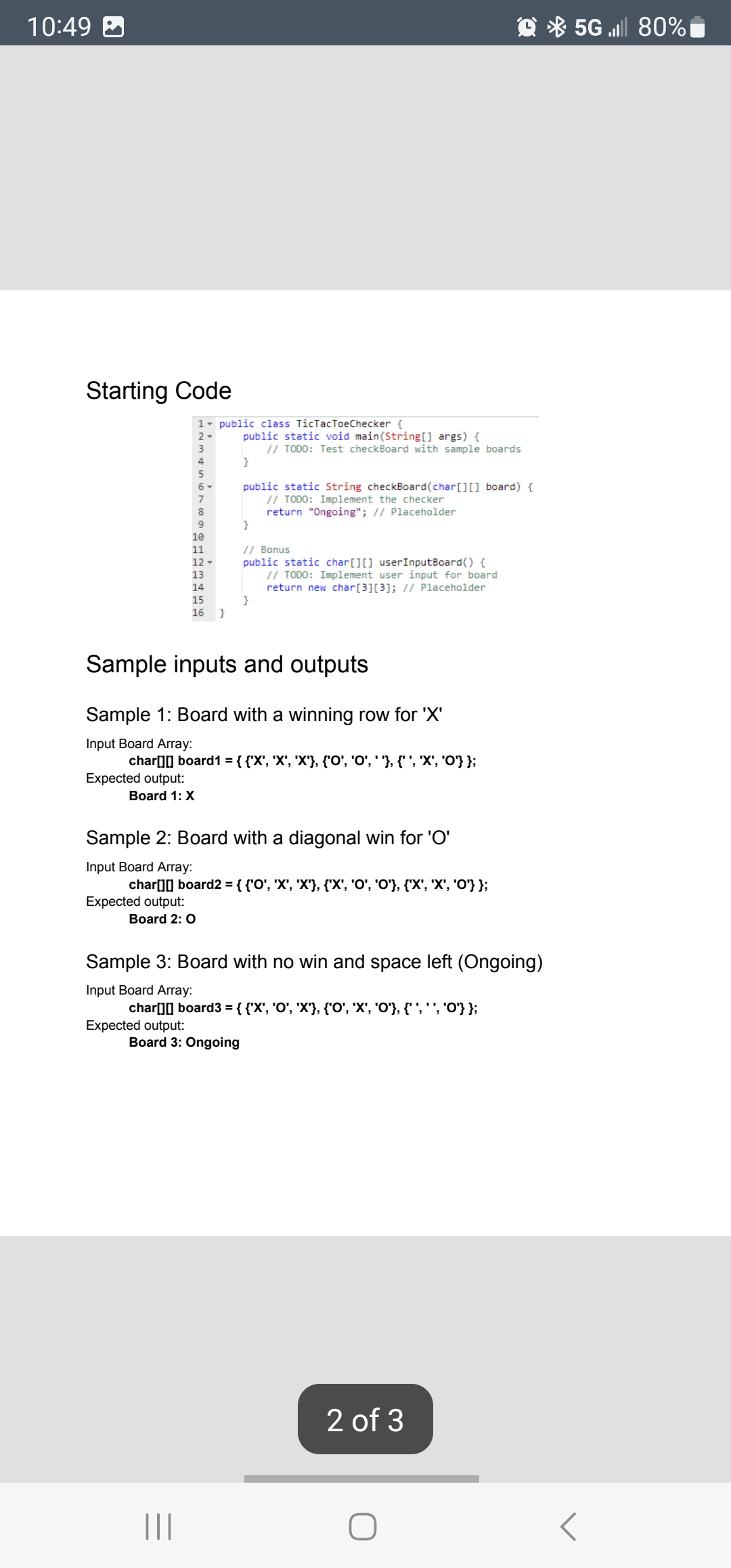 Solved Starting Code public class TicTacToeChecker \{ public | Chegg.com