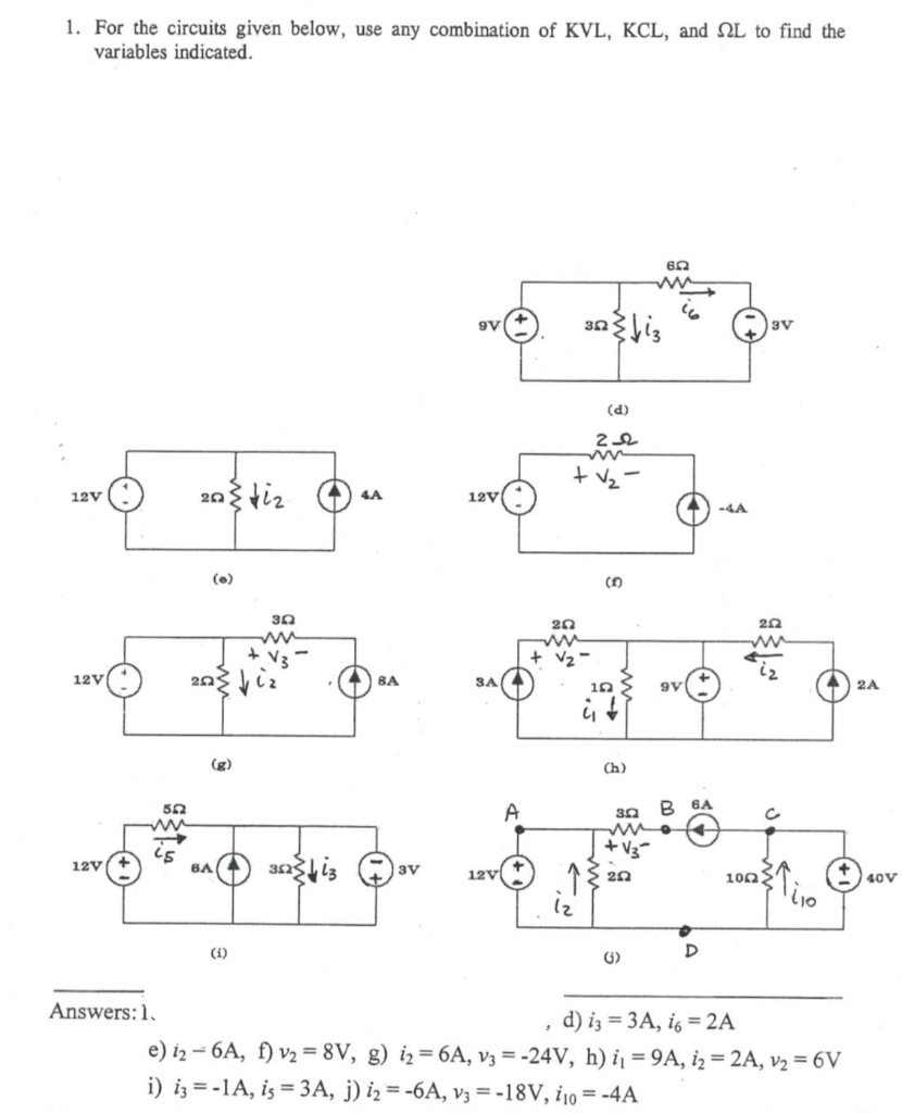 Solved 1. For the circuits given below, use any combination | Chegg.com