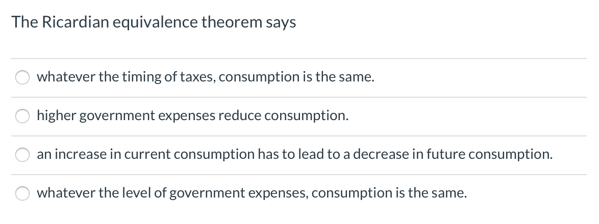 Solved The Ricardian equivalence theorem says o whatever the | Chegg.com