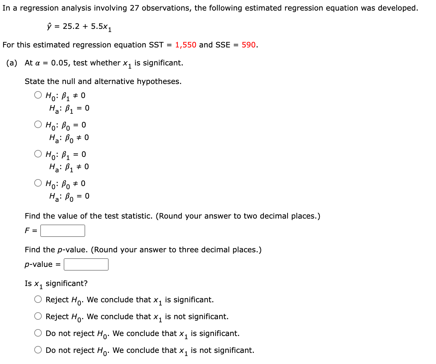 Solved a regression analysis involving 27 observations, the | Chegg.com