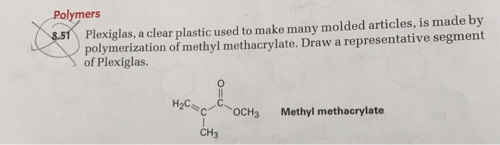Solved Polymers Plexiglas, a clear plastic used to make many | Chegg.com