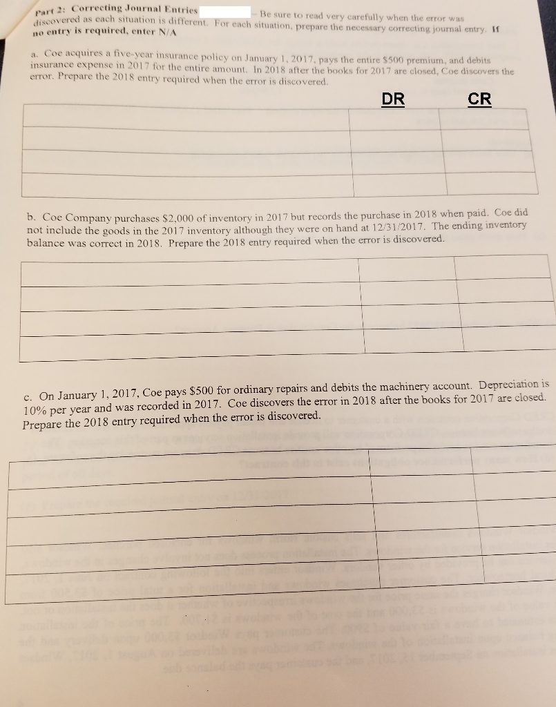 Solved 2: Correcting Journal Entries vered as part PPar dis | Chegg.com