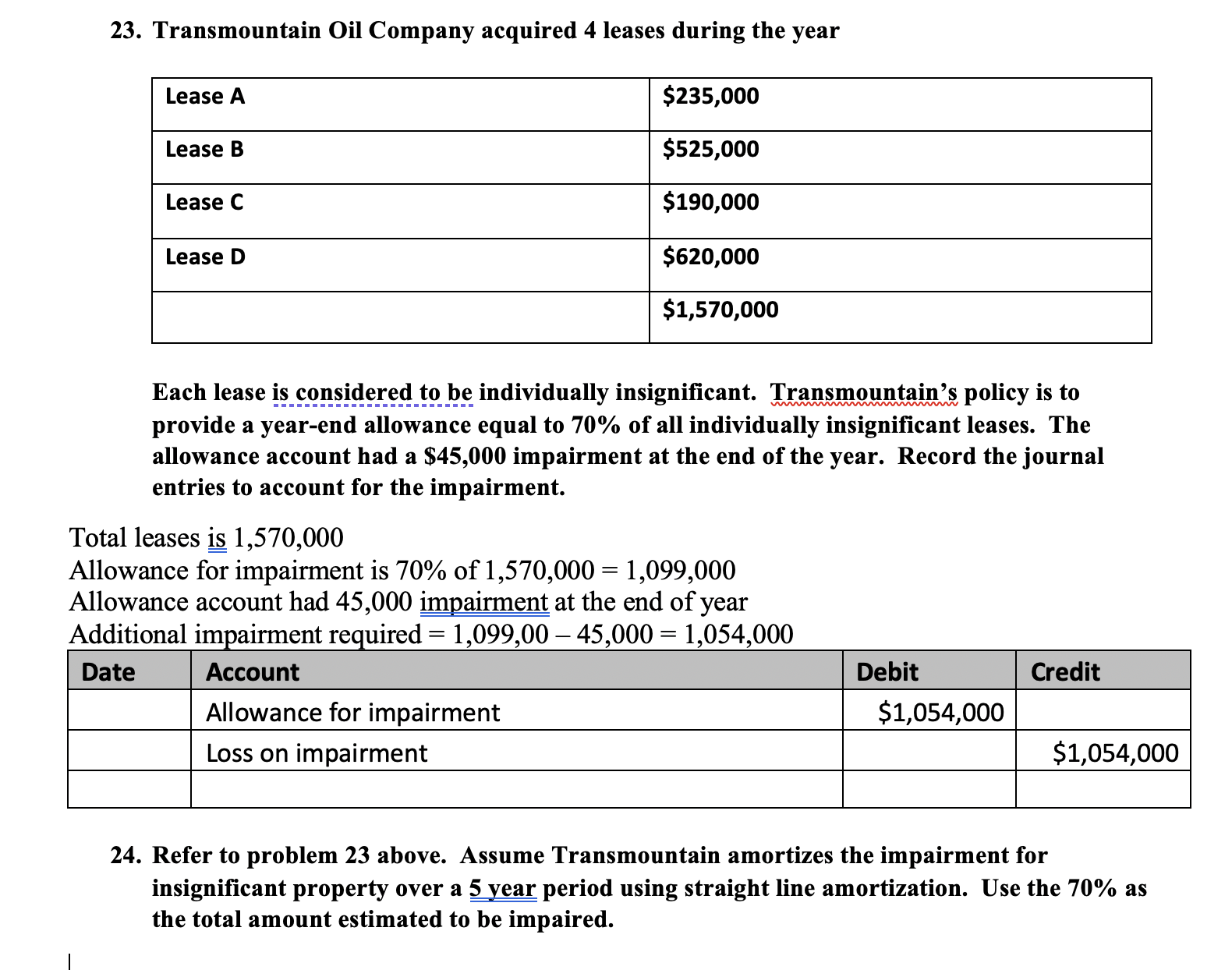 Solved 23. Transmountain Oil Company acquired 4 leases | Chegg.com