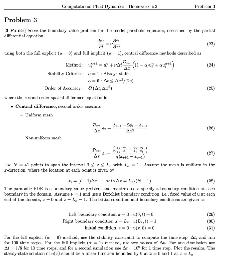 Computational Fluid Dynamics : Homework #2 Problem 3 | Chegg.com