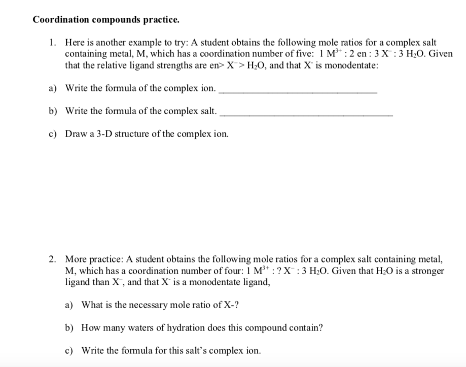 Solved Coordination compounds practice. 1. Here is another | Chegg.com