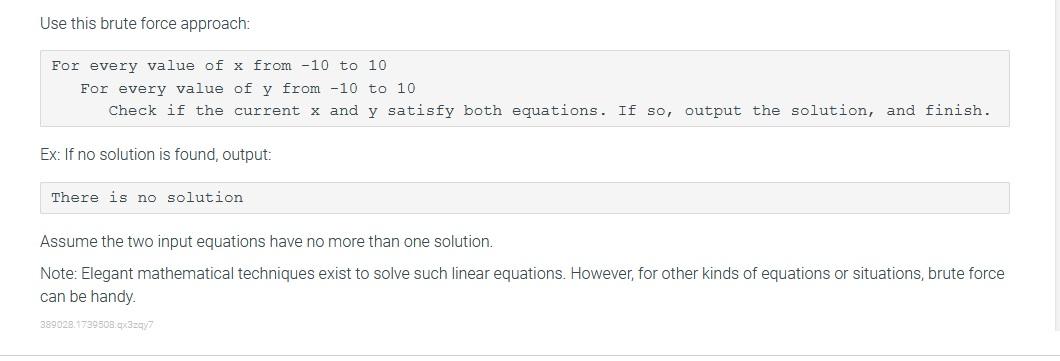 Solved 6.18 LAB: Brute force equation solver Numerous | Chegg.com