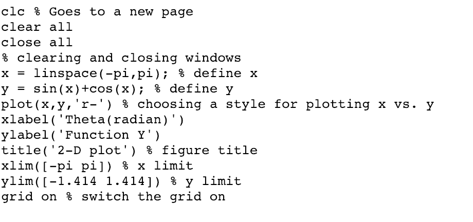 Solved 2-D Plot 1. 2. 3. 4. Create a new Script file | Chegg.com