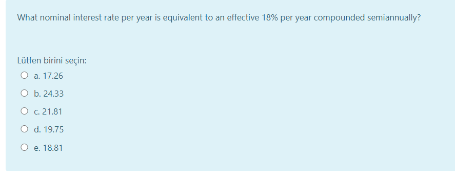 Solved What nominal interest rate per year is equivalent to | Chegg.com