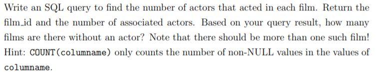 Solved actor(actor_id, first name, last name, last_update) | Chegg.com