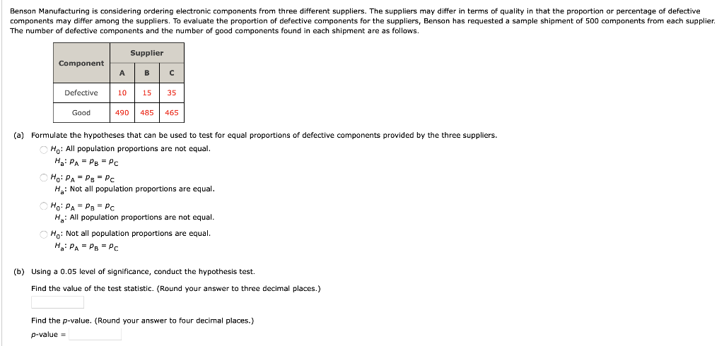 Solved The number of defective components and the number of | Chegg.com