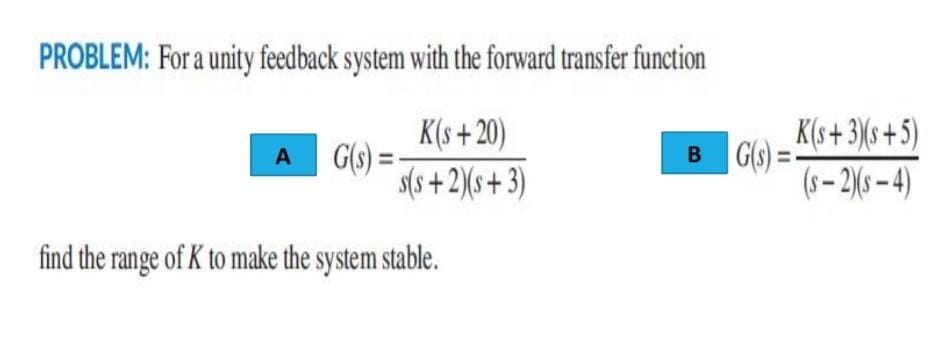 Solved PROBLEM: For a unity feedback system with the forward | Chegg.com