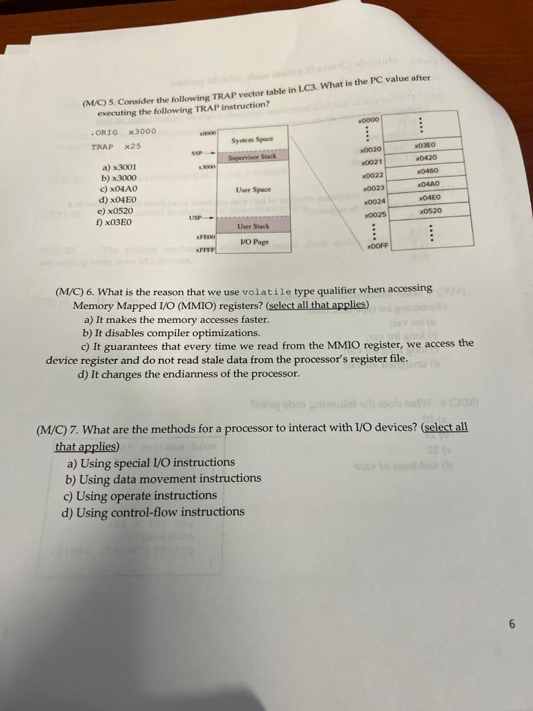 Solved SSP x0020 X0021 (M/C)5. Consider the following TRAP | Chegg.com