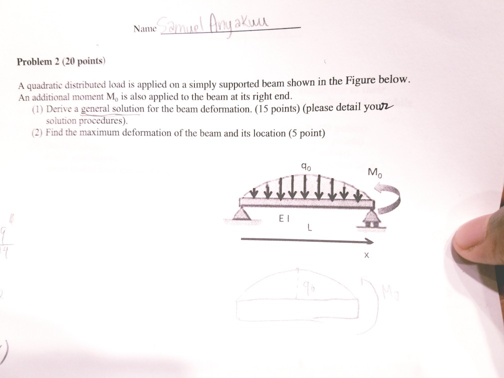Solved Nameme Problem 2 (20 points) A quadratic distributed | Chegg.com