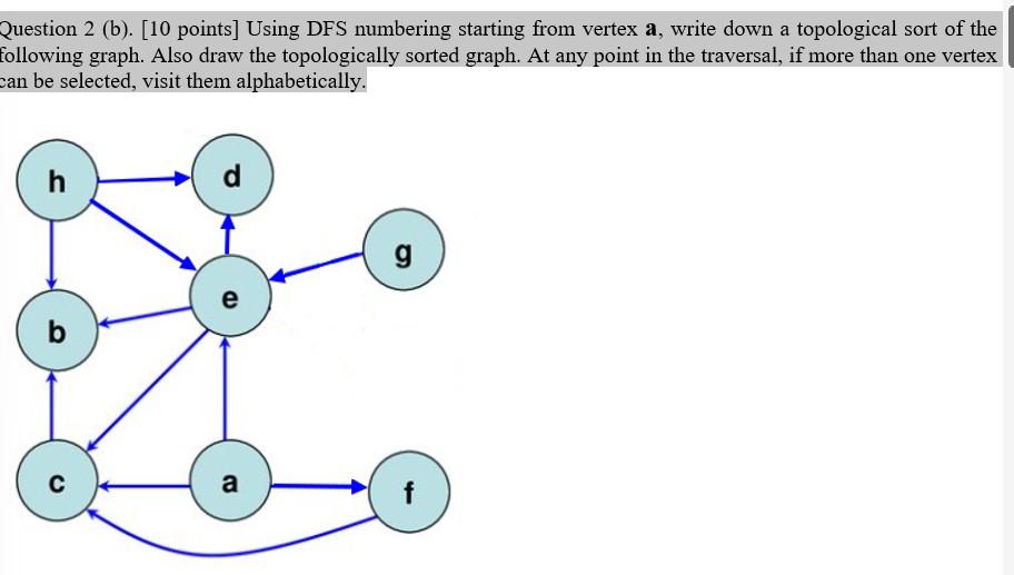 Solved Question 2 (b). [10 points] Using DFS numbering | Chegg.com