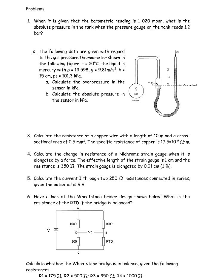 Solved ProblemsWhen it is given that the barometric reading | Chegg.com