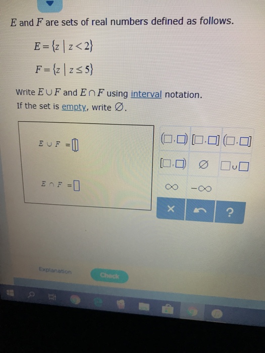 Solved E and F are sets of real numbers defined as follows. | Chegg.com