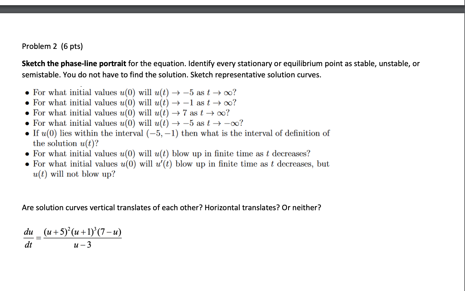 Solved Sketch the phase-line portrait for the equation. | Chegg.com