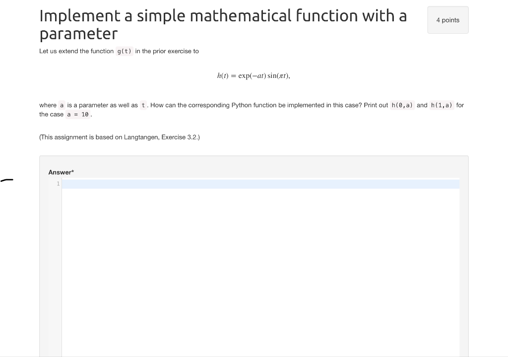 Solved 4 Points Implement A Simple Mathematical Function 7741
