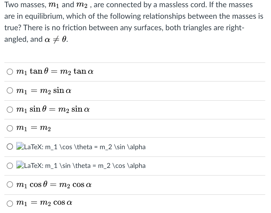 Solved mi m2 α Two masses, mi and m2 , are connected by a | Chegg.com
