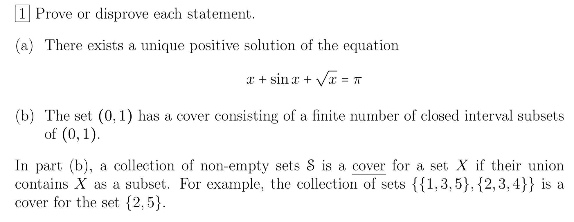 Solved 1 Prove or disprove each statement. (a) There exists | Chegg.com