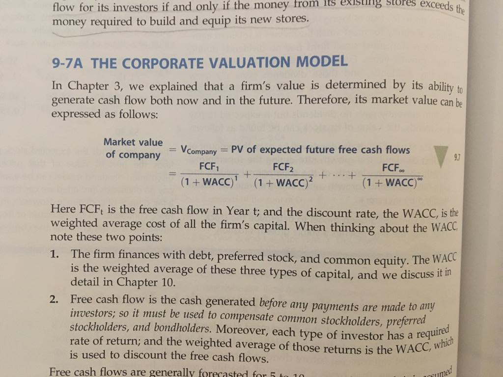 Solved Look at the Corporate Valuation Models (formulas 9-7 | Chegg.com