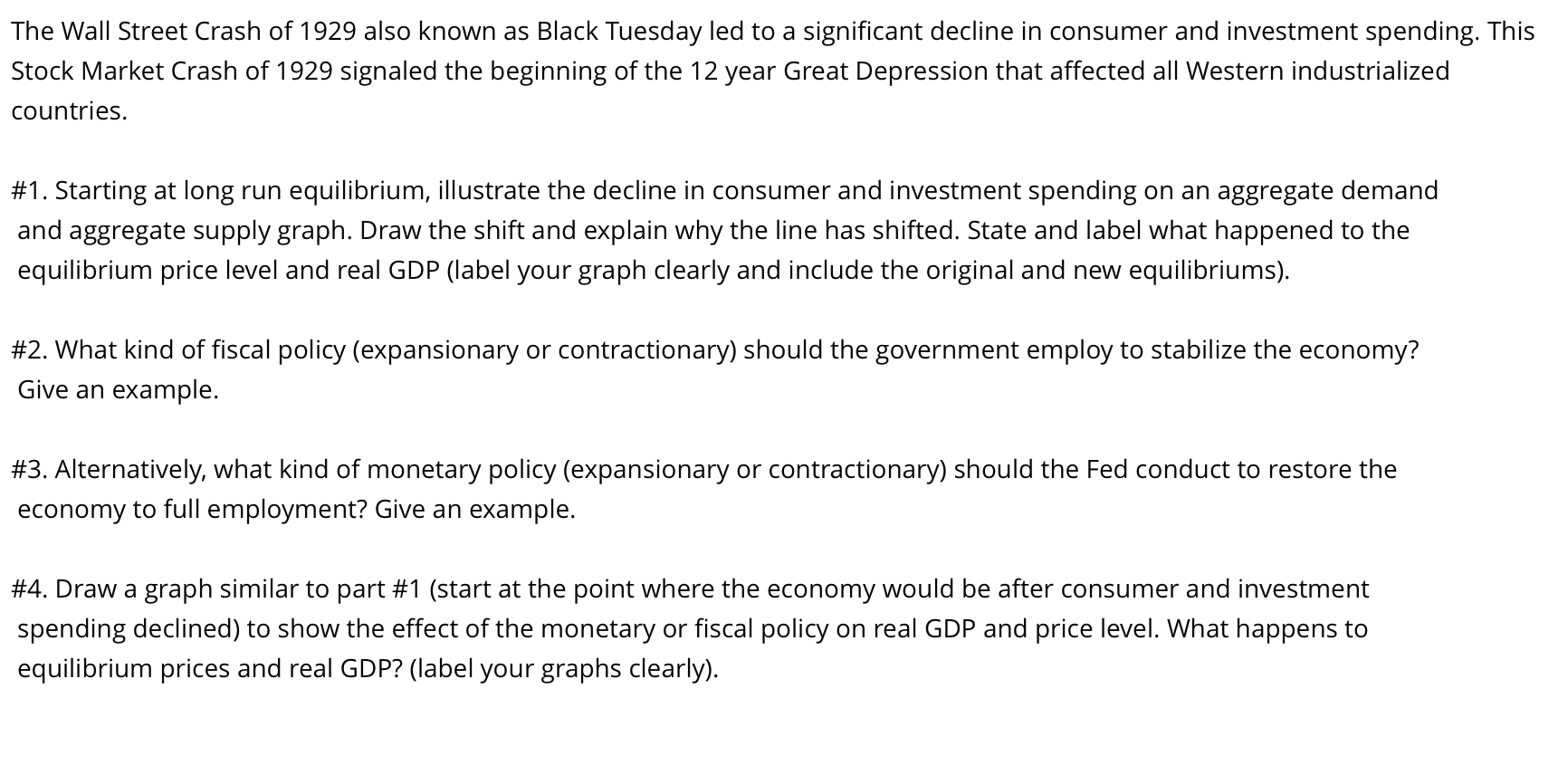 Solved The Wall Street Crash of 1929 also known as Black | Chegg.com