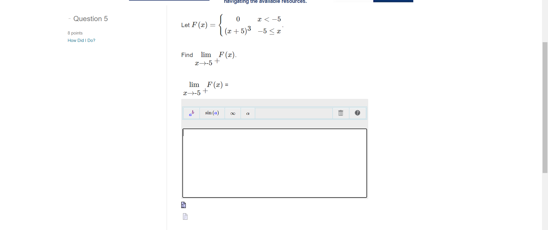 Solved Let F(x)={0(x+5)3x