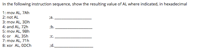 Solved In the following instruction sequence, show the | Chegg.com
