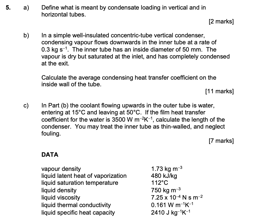 Solved 5. a) Define what is meant by condensate loading in | Chegg.com