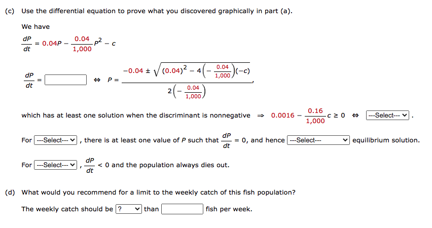 (c) Use the differential equation to prove what you | Chegg.com