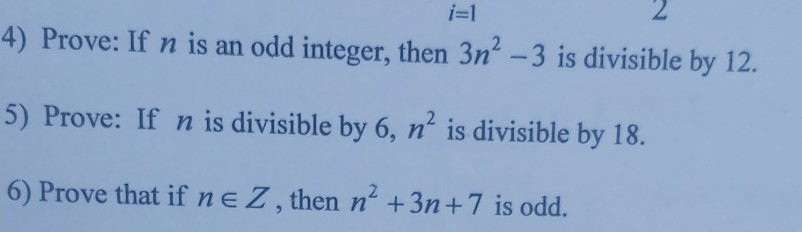 Solved I1 4 Prove If N Is An Odd Integer Then 3n2 3 Is