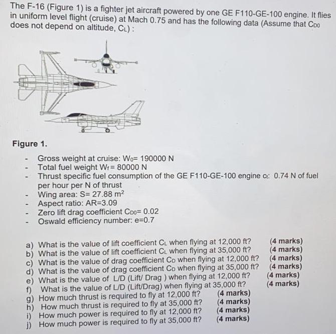 Solved The F-16 (Figure 1) is a fighter jet aircraft powered | Chegg.com