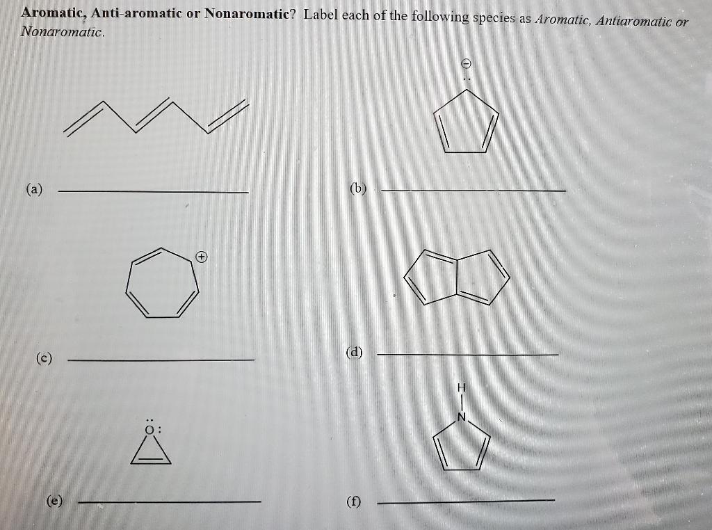 Solved Aromatic, Anti-aromatic or Nonaromatic? Label each of | Chegg.com