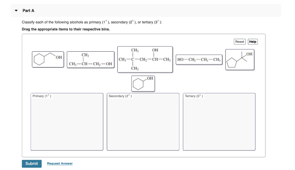 Solved Part A Classify each of the following alcohols as | Chegg.com