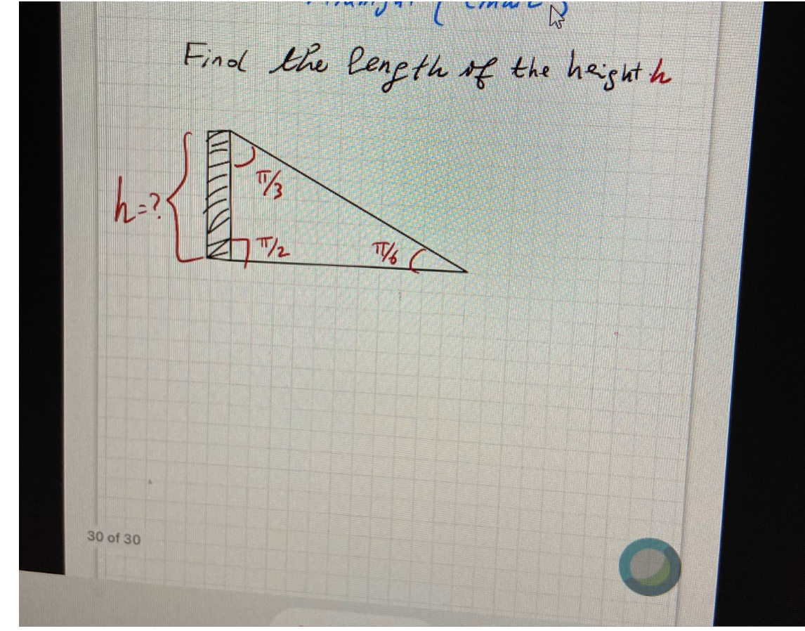 Solved Find the length of the heighth h? 73 1/2 T/C 30 of 30 | Chegg.com