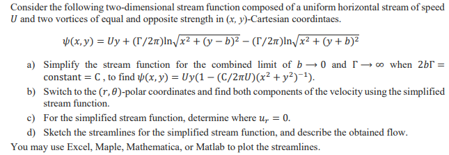 Solved Consider the following two-dimensional stream | Chegg.com