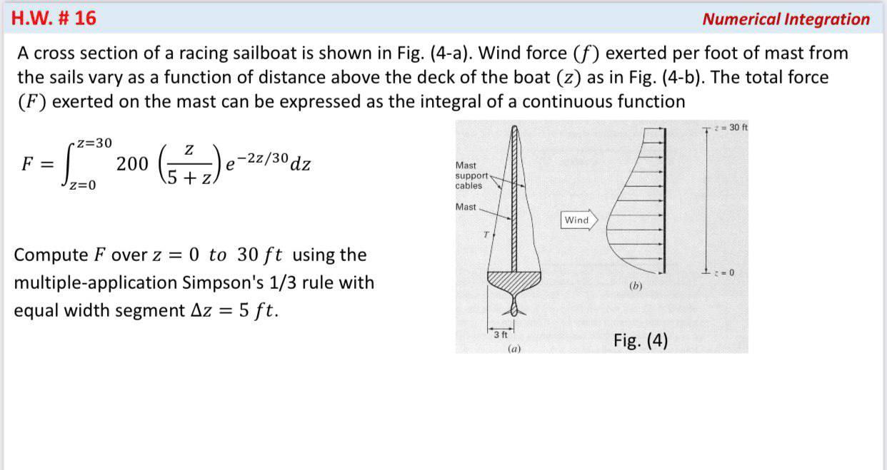 Solved H.W. # 16 Numerical Integration A cross section of a | Chegg.com