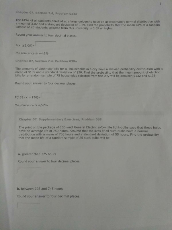 Solved Chapter 07, Section 7.4, Problem 034a The GPAs of all | Chegg.com