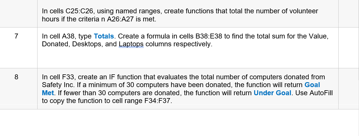 Solved In cells C25:C26, using named ranges, create | Chegg.com