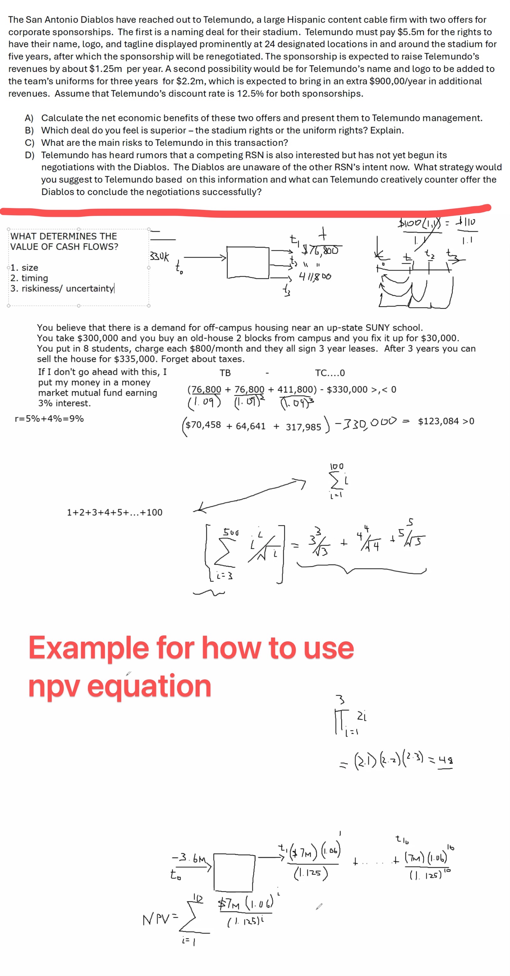 Solved Use NPV equation to help me answer part a-dPlease | Chegg.com