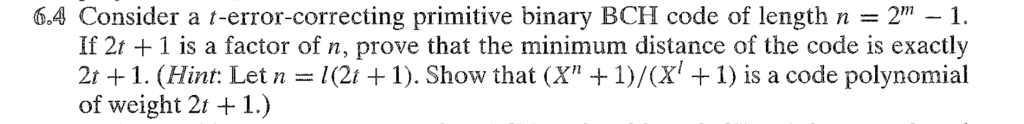 Solved 6 4 Consider A T Error Correcting Primitive Binary
