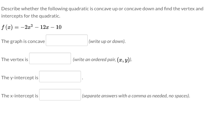 Solved Describe whether the following quadratic is concave | Chegg.com