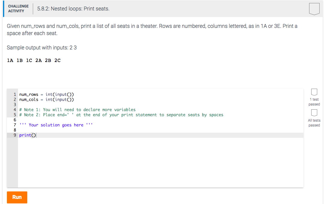 Solved CHALLENGE ACTIVITY 5 8 1 Nested Loops Print Chegg