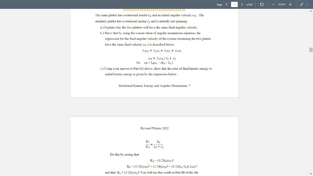 Solved Page of 30 - ZOOM + Prelab 1: Consider the following | Chegg.com