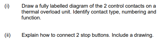 Solved (i) Draw a fully labelled diagram of the 2 control | Chegg.com
